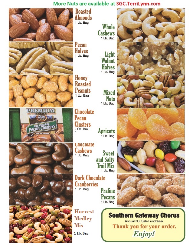 Online Nut Sale - Fundraiser - Jan 01, 2024 | Southern Gateway Chorus